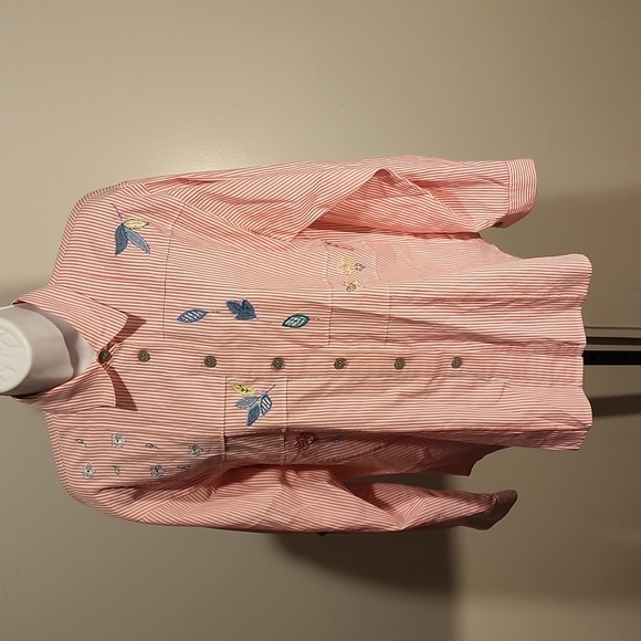 Koret | Tops | Koret City Blues Pink Striped Blouse | Poshmark